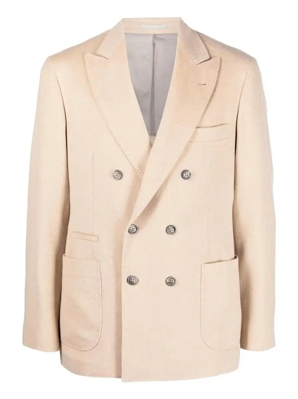 Brunello Cucinelli Double Breasted Wool Jacket - Cream