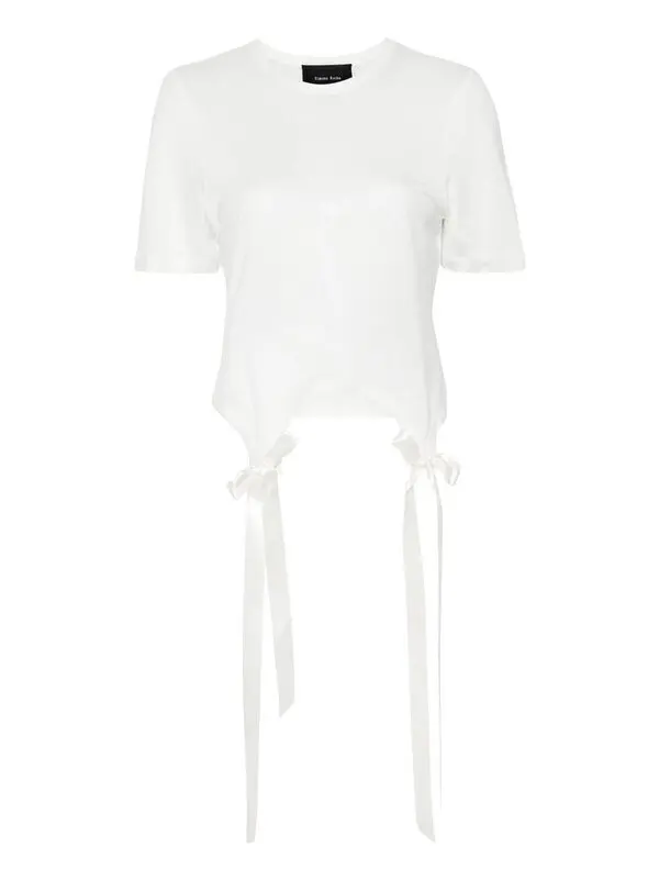 Simone Rocha Ivory Lyocell Bow Detail T-shirt - White