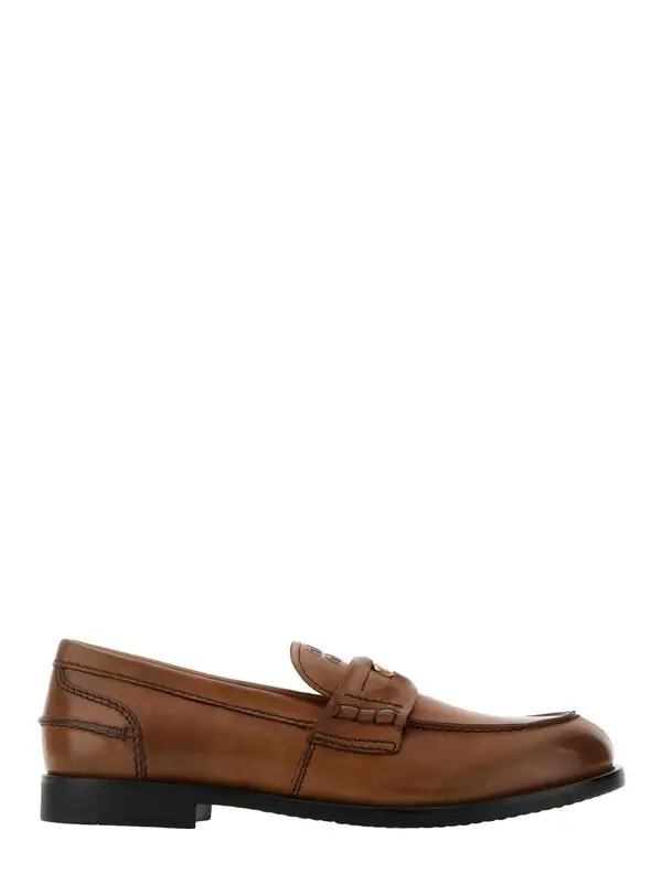 Miu Miu Leather Loafers - Brown