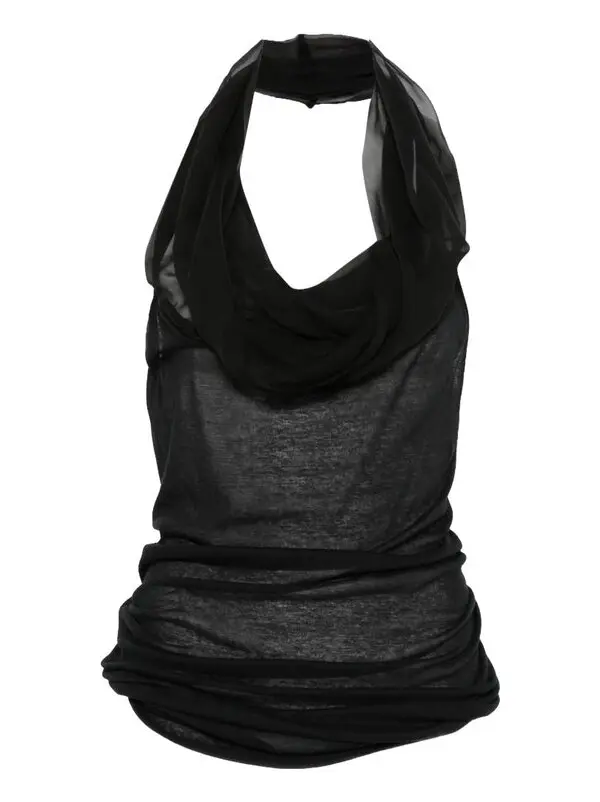 Rick Owens Black Cowl Neck Halterneck Tank Top - Multicolor