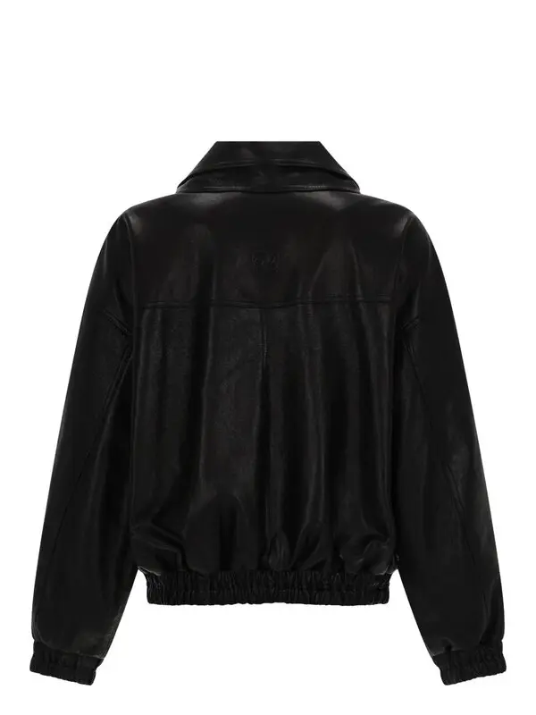 Magda Butrym Leather Bomber Jacket - Black