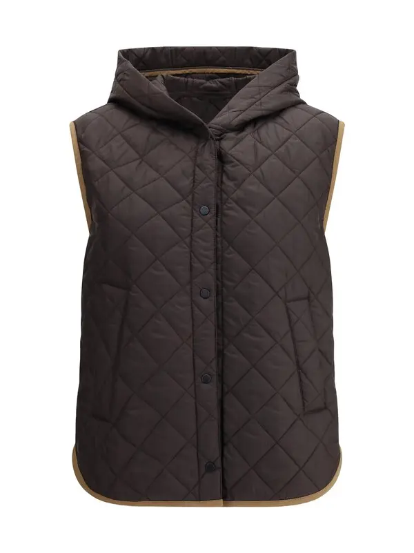 Brunello Cucinelli Quilted Hooded Padded Gilet - Brown