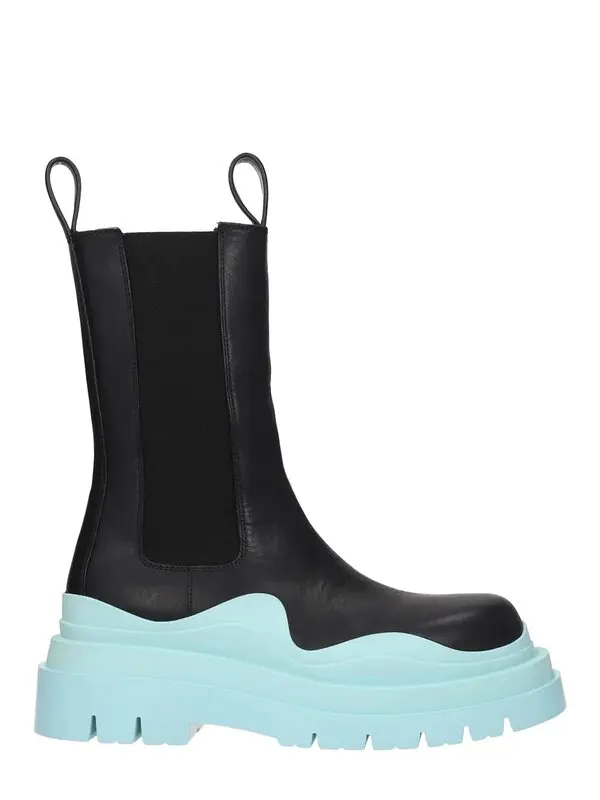 Bottega Veneta Leather Chelsea Boots With Contrasting Sole - Black