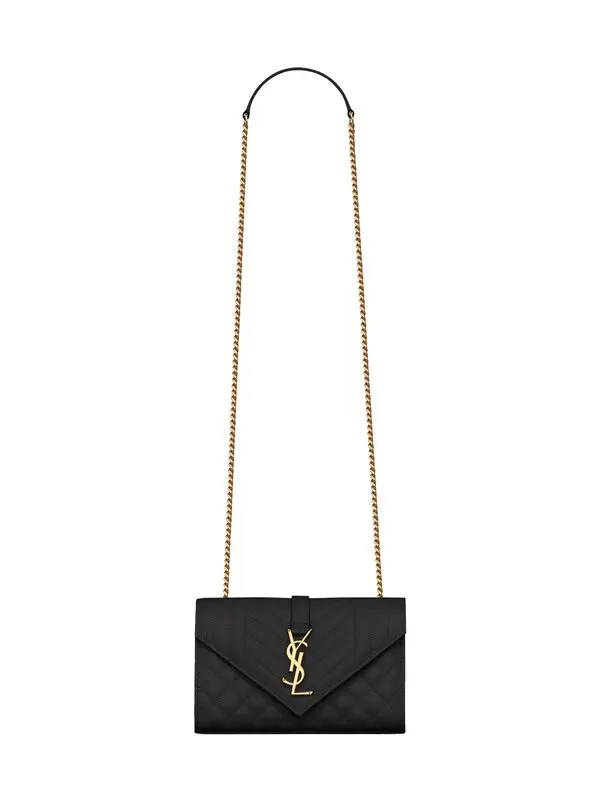 Saint Laurent Envelope Small Bag With Chain Strap - Black