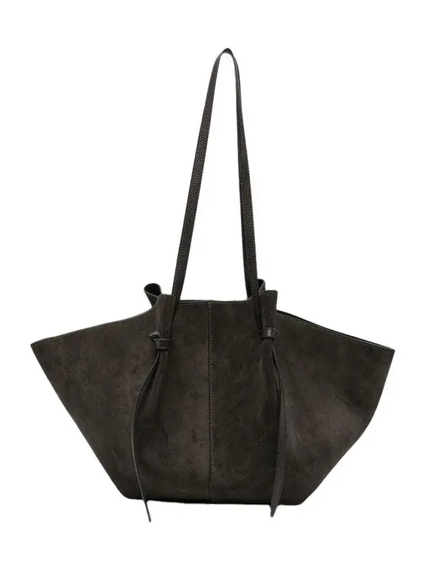 Yuzefi Leather Shoulder Bag With Knotted Handles - Brown