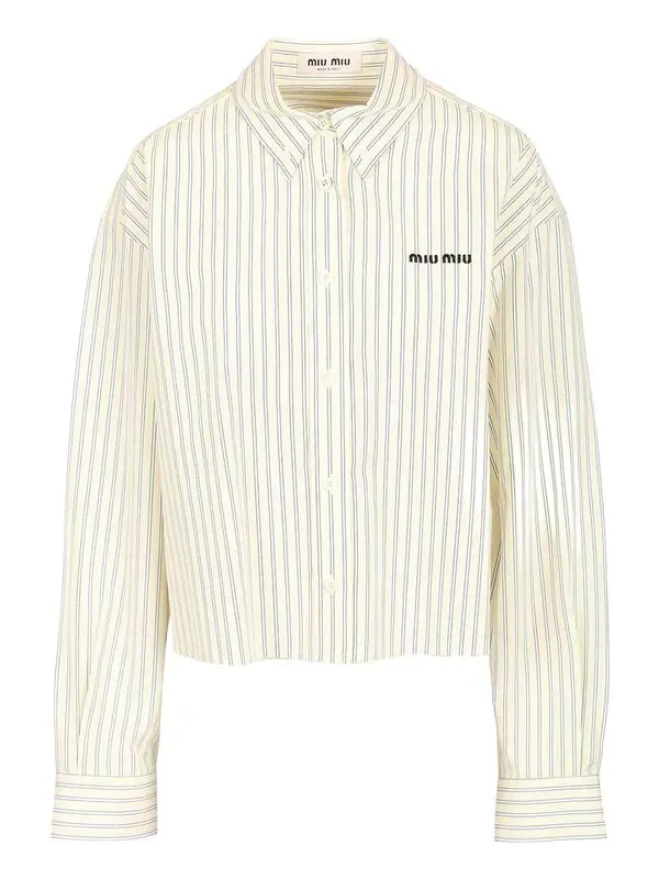 Miu Miu Striped Cotton Button-down Shirt - Cream