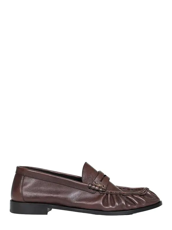 Saint Laurent Brown Matte Leather Loafers - Multicolor