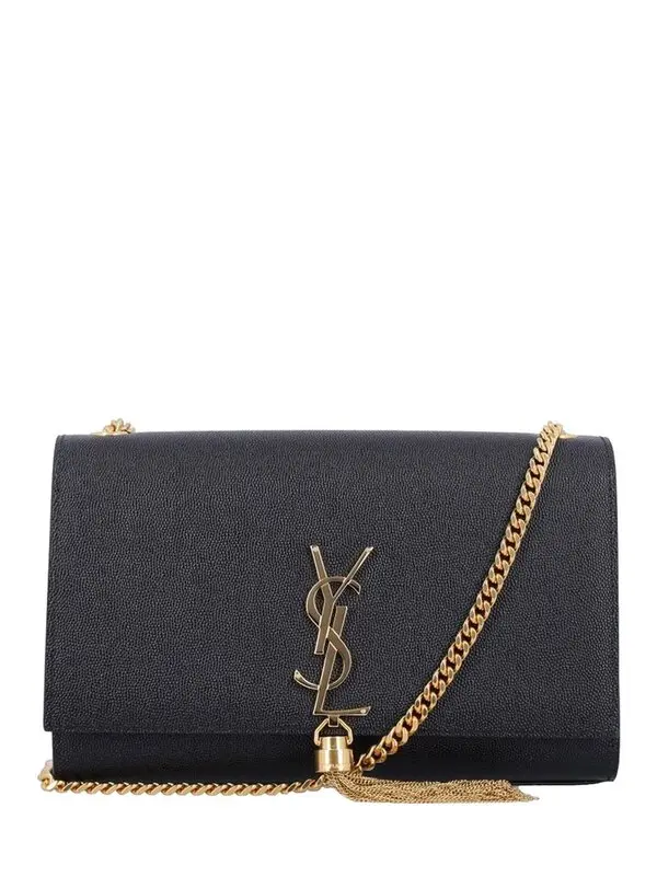 Saint Laurent Kate Small Tassel Grain Leather Shoulder Bag - Black