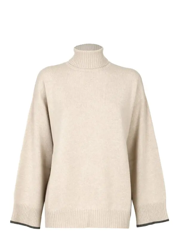 Brunello Cucinelli Cashmere High Neck Sweater - Cream