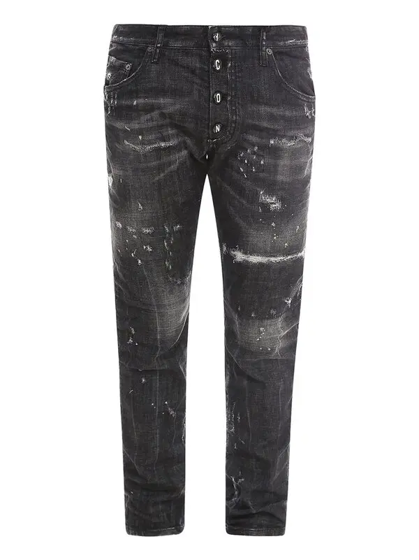 Dsquared2 Skater Denim Jeans With Destroyed Effect - Black