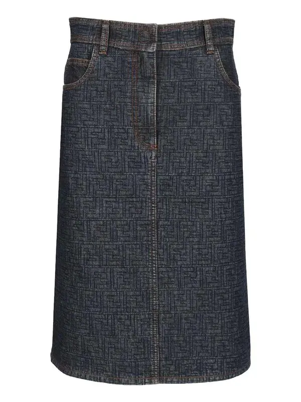 Fendi Ff Monogram Denim Mini Skirt - Purple