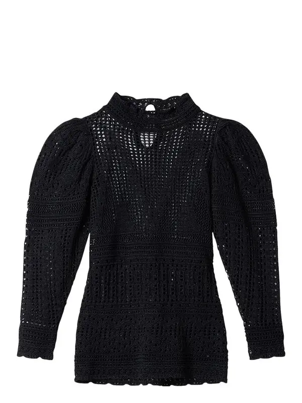 Isabel Marant Étoile Dahara Openwork Knit Puff Shoulder Top - Multicolor
