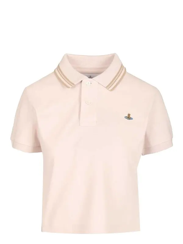VIVIENNE WESTWOOD Cropped Polo Shirt With Orb Embroidery - Purple