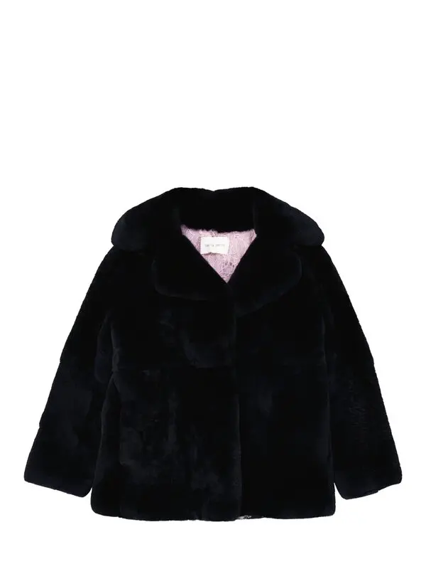 Alberta Ferretti Rabbit Fur Jacket With "friday" Appliqu - Blue