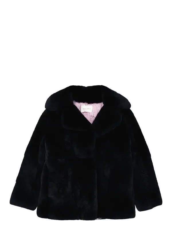 Alberta Ferretti Rabbit Fur Jacket With "friday" Appliqu - Blue