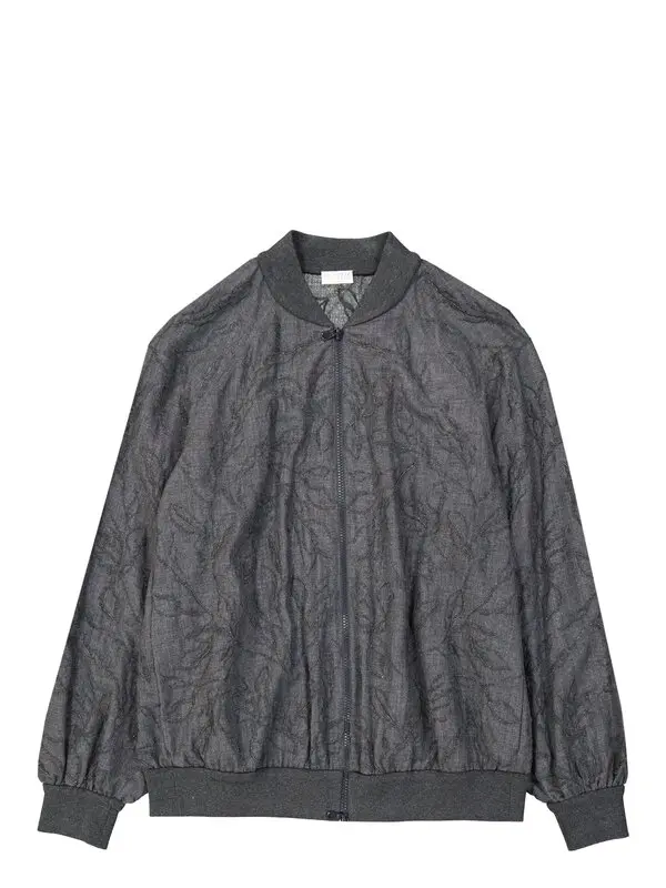 Brunello Cucinelli Wool Jacket With Ribbed Trims - Gray