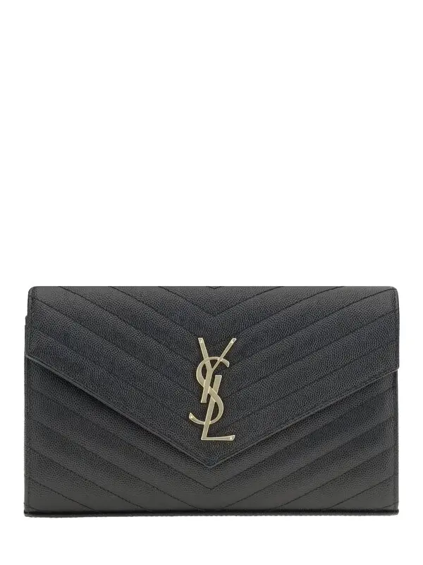 Saint Laurent Monogram Quilted Leather Shoulder Bag - Black