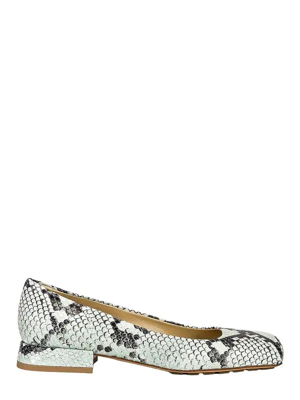Bottega Veneta Ballerina Flats In Calf Leather With Python Effect - Green