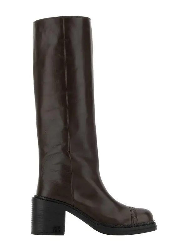 Miu Miu Chocolate Leather Knee-high Boots - Brown