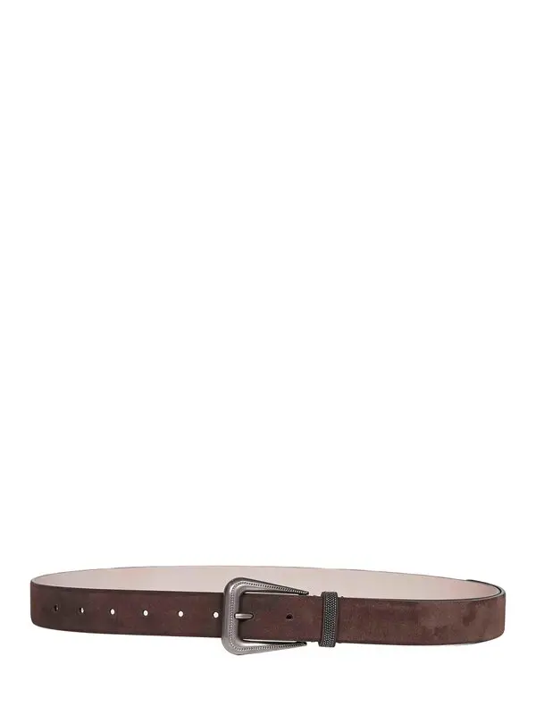 Brunello Cucinelli Suede Belt With Monili Detail - Multicolor