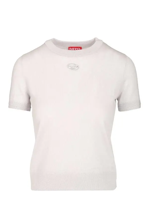 DIESEL® Wool Sweater With Embroidered Oval D Logo - Gray