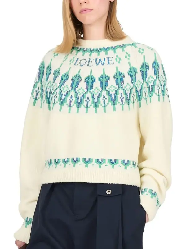 Loewe Wool Blend Crewneck Sweater With Fairisle Pattern - Multicolor