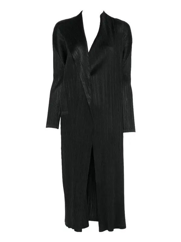 Issey Miyake Black Pleated Long Coat - Multicolor