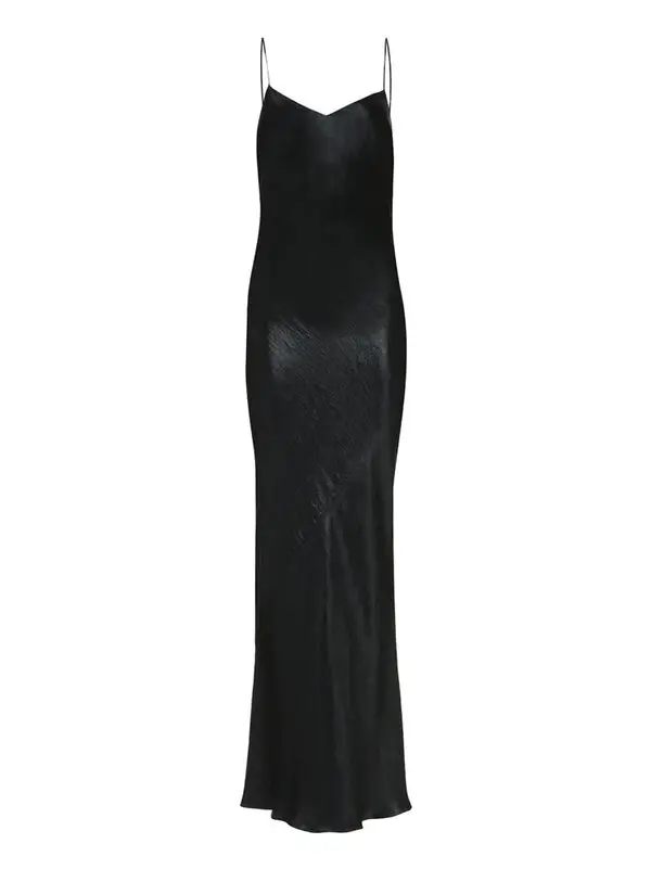 Saint Laurent Long Satin Dress - Black