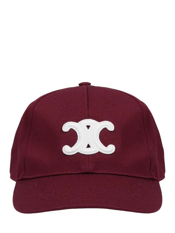 Celine Cotton Baseball Cap With Logo - Red