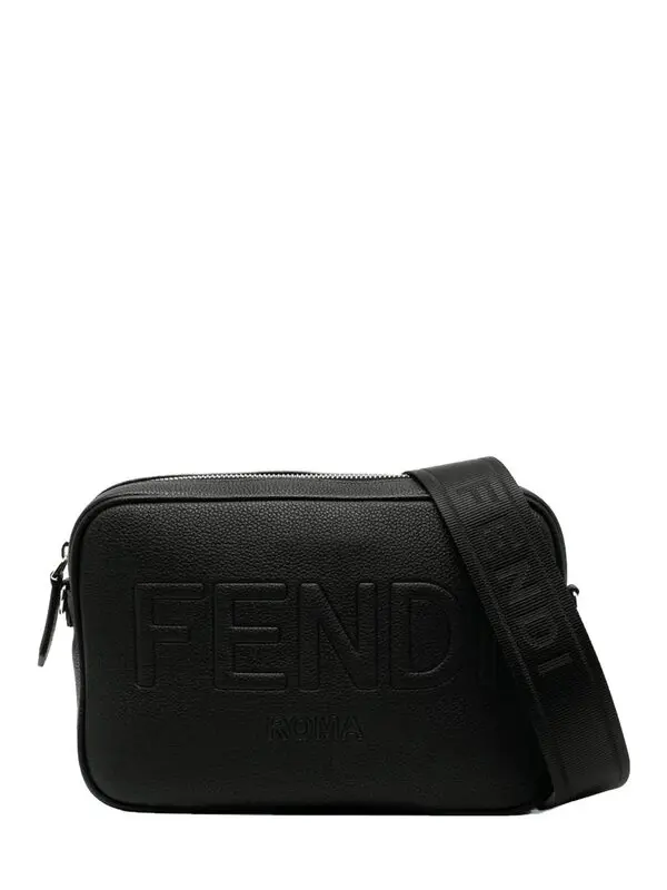Fendi Embossed Logo Calf Leather Satchel - Black