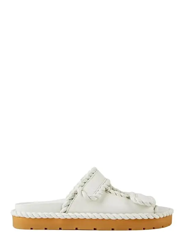 Bottega Veneta Flat Mule Sandals With Torchon Piping - White