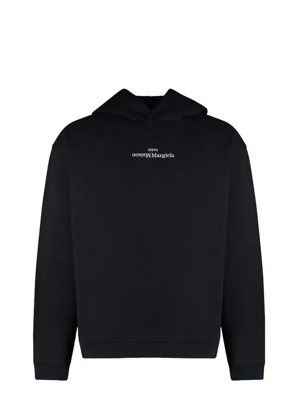 MAISON MARGIELA Logo Print Cotton Hoodie - Black