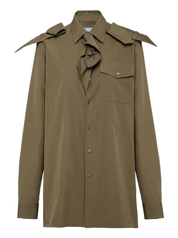 Prada Cotton Shirt With Back Logo Detail - Green