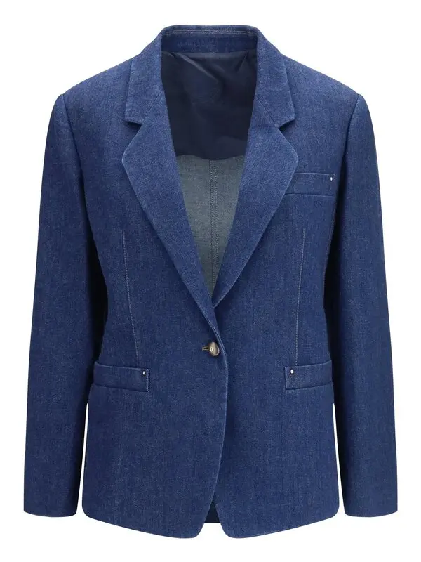 Giorgio Armani Single-breasted Denim Blazer - Blue