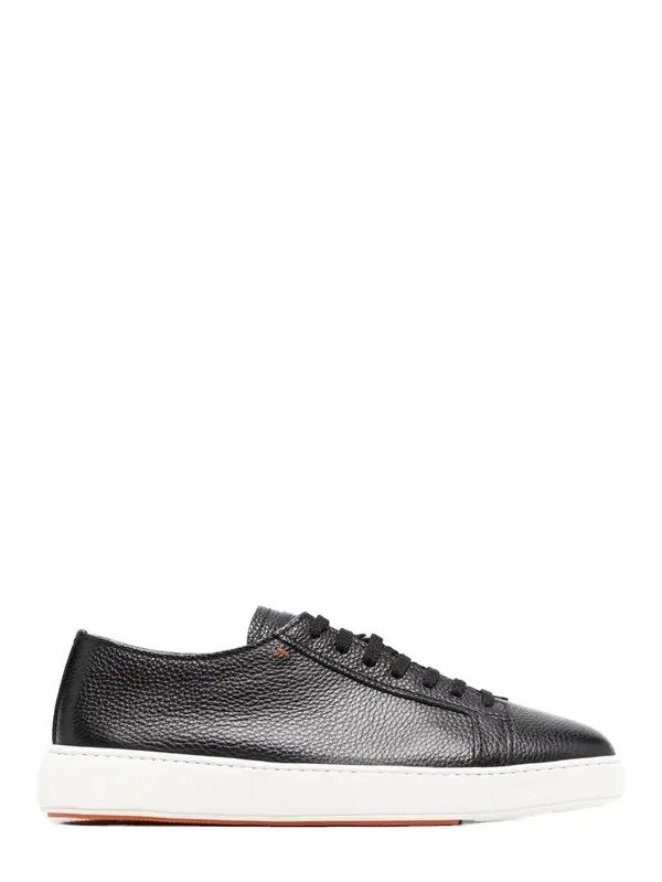 Santoni Leather Lace-up Sneakers - Black