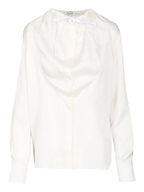 Loewe Silk Satin Blouse With Drawstring Neck - White