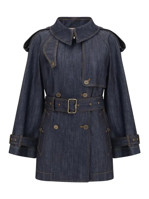 Burberry Short Fitzrovia Trench - Blue