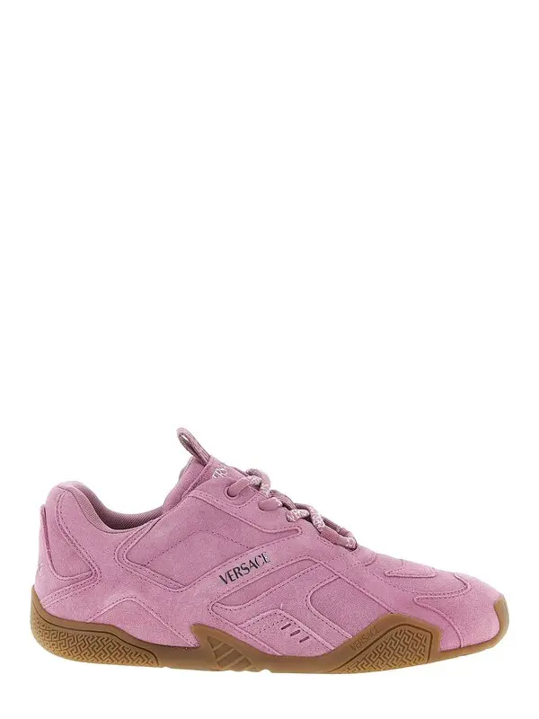 Versace Galaxia Suede Sneakers With Greca Sole - Pink