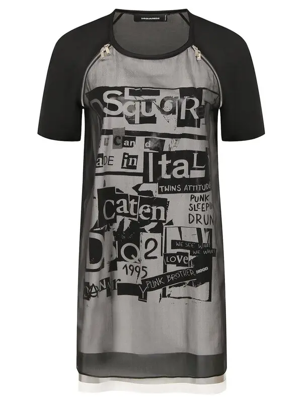 Dsquared2 Silk Printed Mini Dress - Black