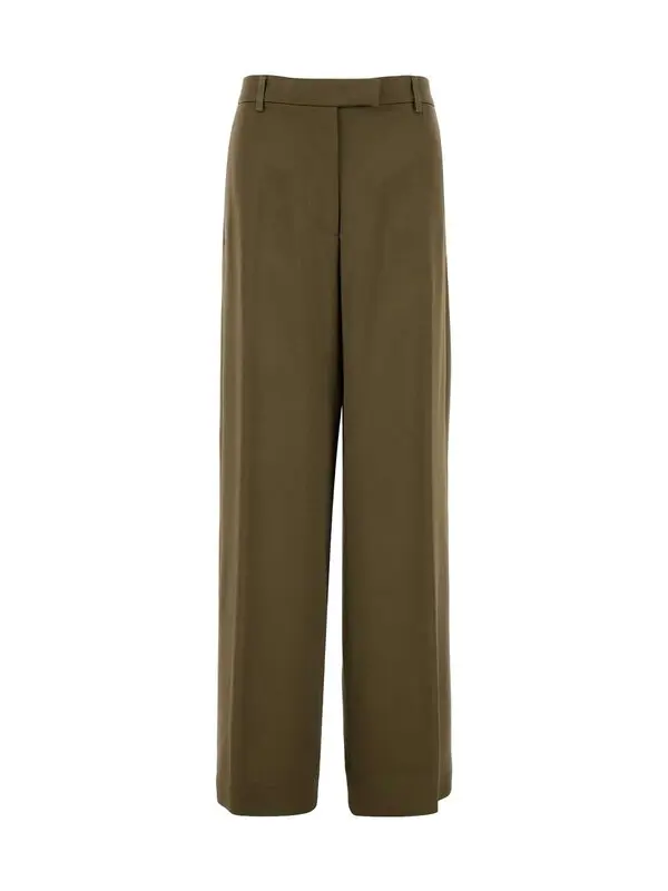 Dries Van Noten Olive Crepe Penn Palazzo Pants - Green