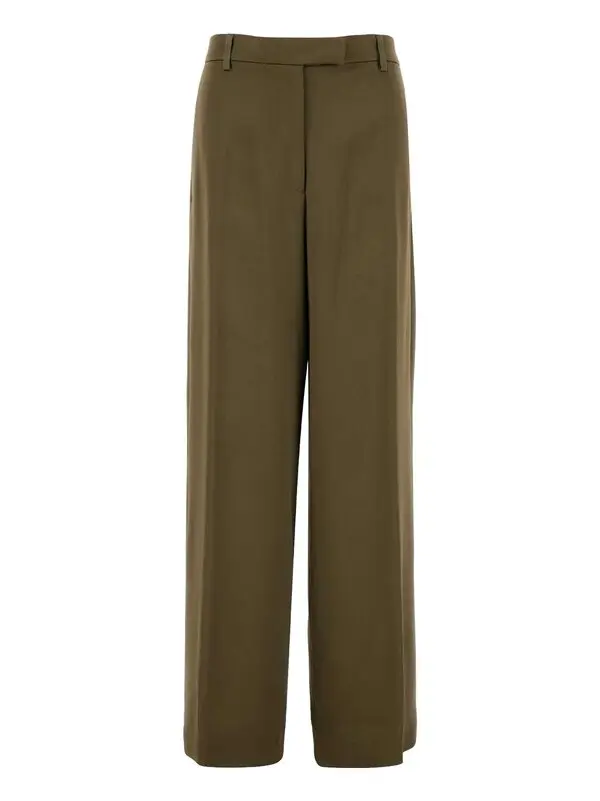Dries Van Noten Olive Crepe Penn Palazzo Pants - Green