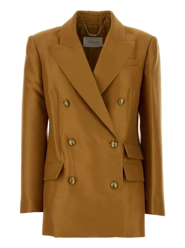 Zimmermann Hypnotic Blazer In Caramel Wool Blend - Brown