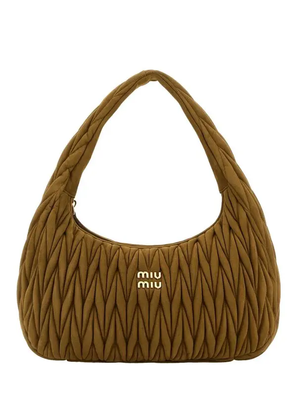 Miu Miu Biscuit Suede Shoulder Bag - Brown
