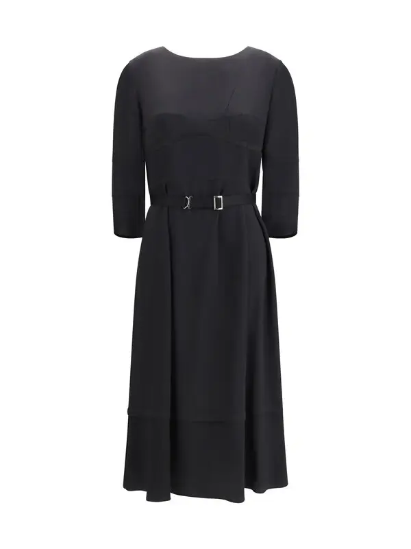 Prada Wool And Silk Midi Dress - Black
