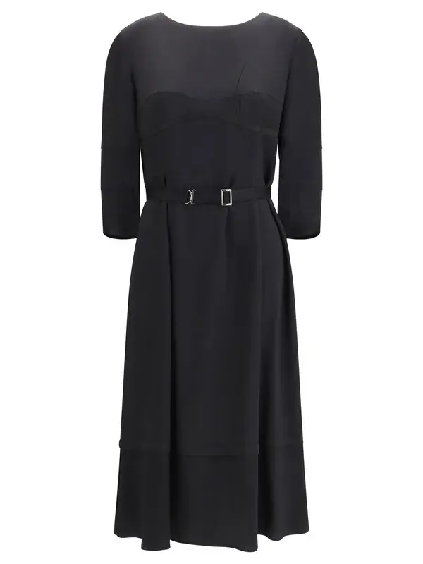 Prada Wool And Silk Midi Dress - Black