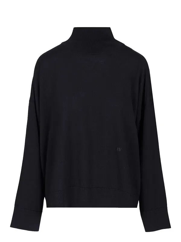Bottega Veneta Wool Turtleneck Sweater With B.v. Embroidery - Blue