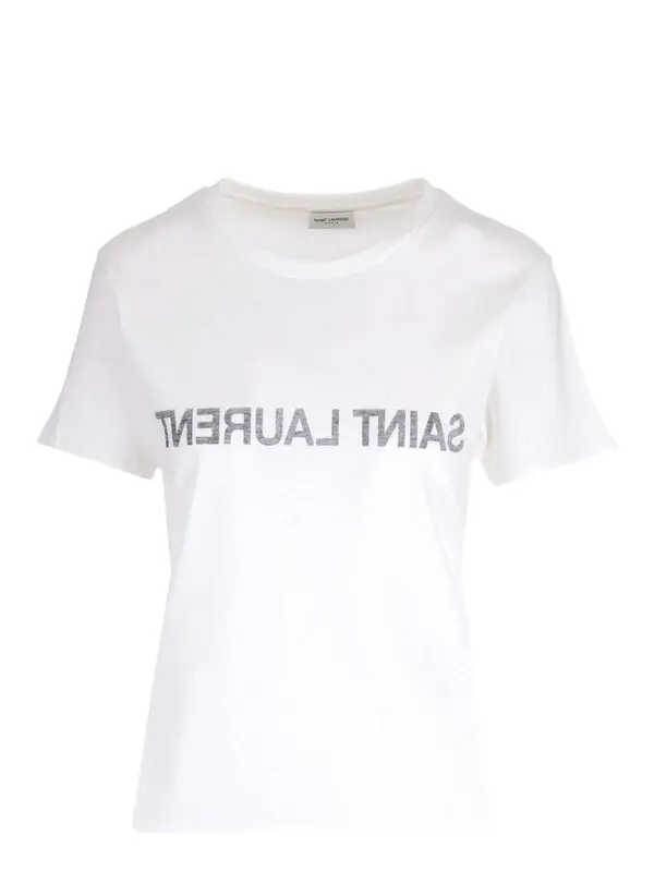 Saint Laurent Cotton T-shirt With Reverse Logo - White