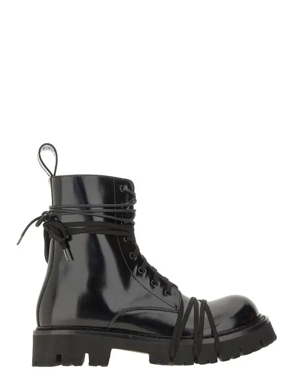 Moschino Lace-up Leather Boots - Black