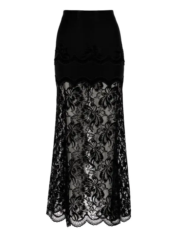 Rabanne Lace Midi Skirt - Black