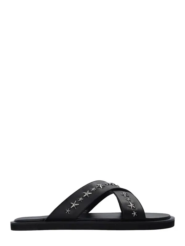 JIMMY CHOO Palmo Leather Sandals With Star Detail - Black